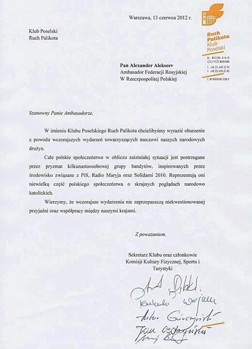 Ruch Palikota W Li cie Przeprasza Ambasadora Rosji Nikt Na wiecie ruch-palikota-w-li-cie-przeprasza-ambasadora-rosji-nikt-na-wiecie